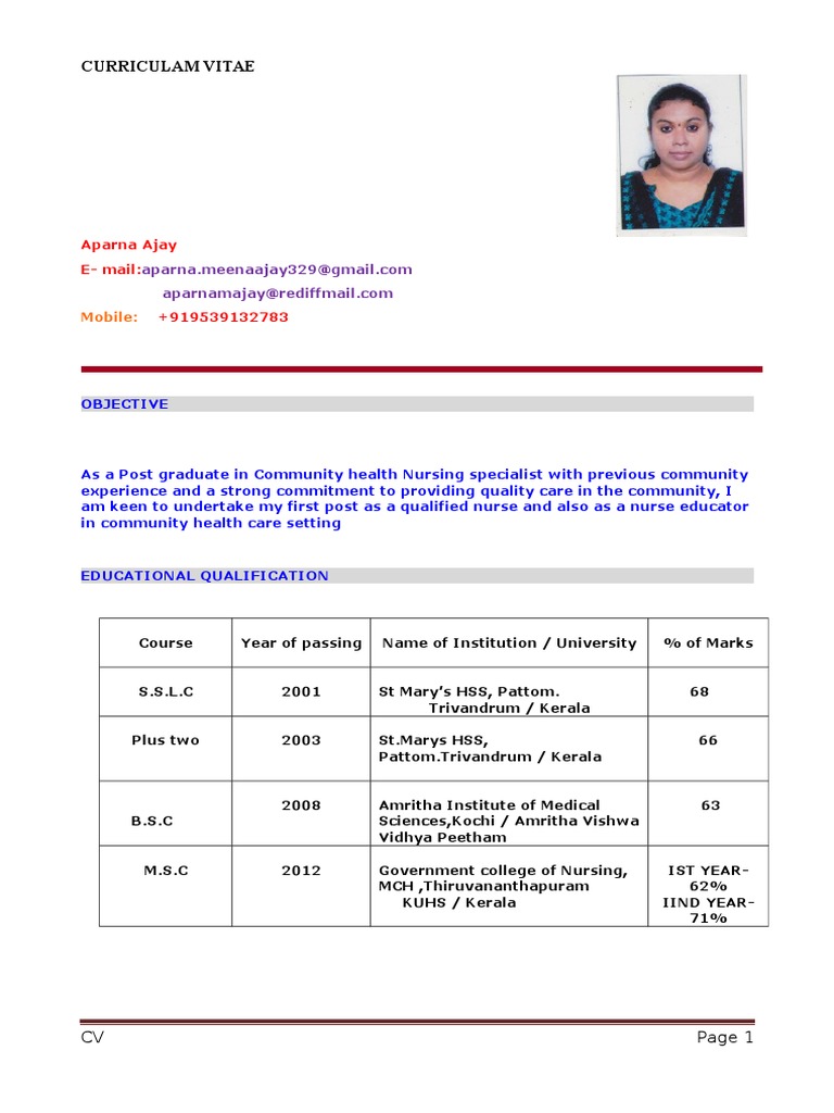 Aparna CV | Download Free PDF | Health Care | Nursing
