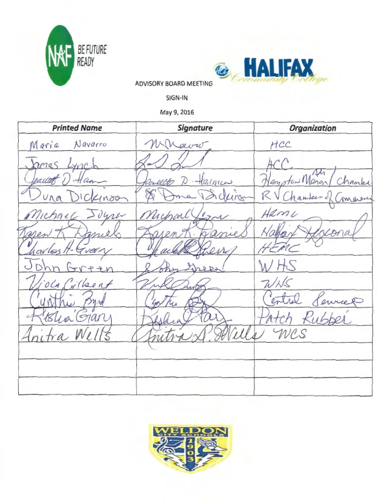 Advisory Board Meeting Signatures | PDF
