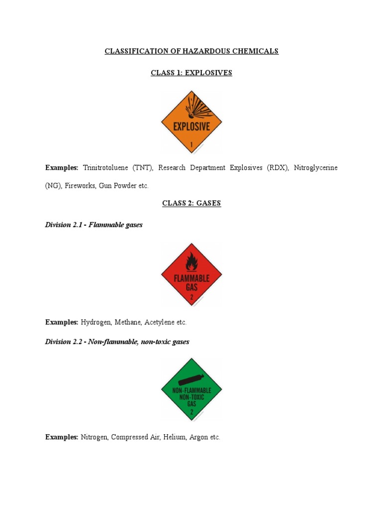 Classification of Hazardous Chemicals | PDF | Personal Protective ...