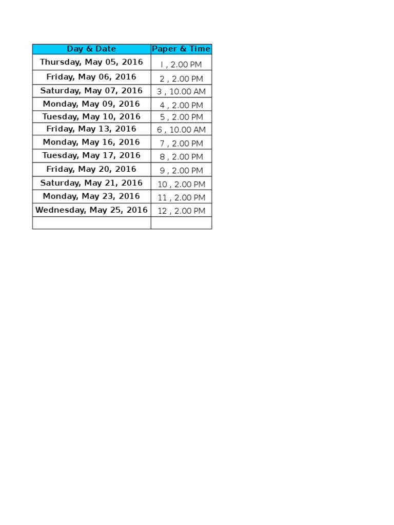Exam Schedule for Law Subjects 2016 | PDF