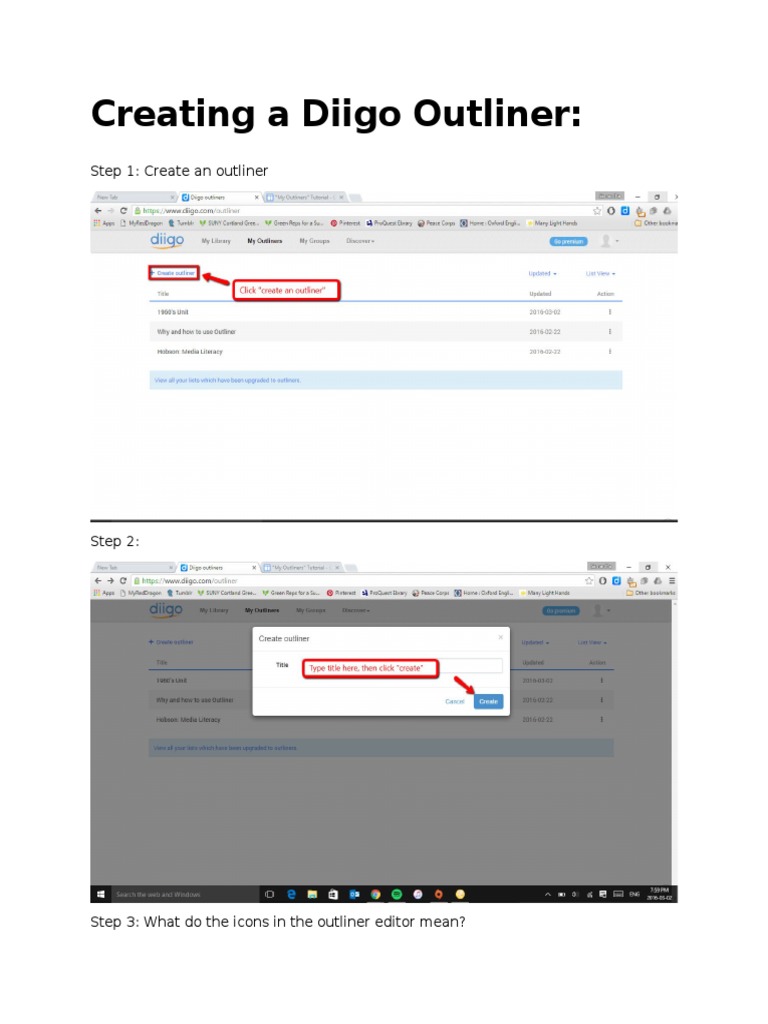 Diigo Outliner Creation Guide | PDF