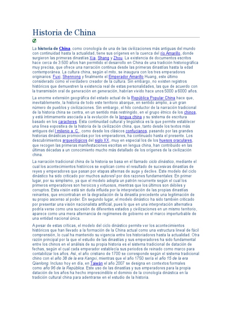 Resumen de la Historia de China | PDF | Historia de china | China