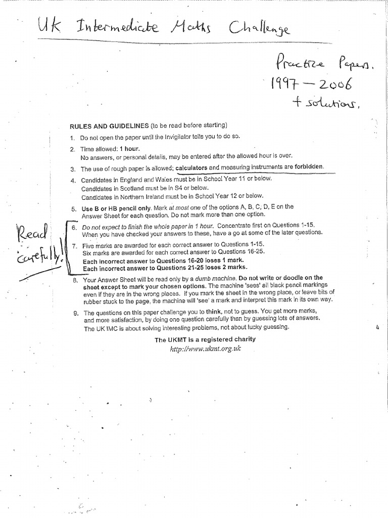 IMC 97-2006 Papers and Solutions | PDF