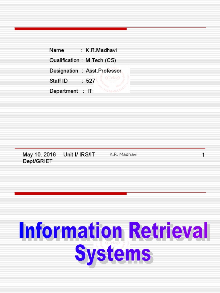 Introduction to Information Retrieval Systems: An Overview of Key ...