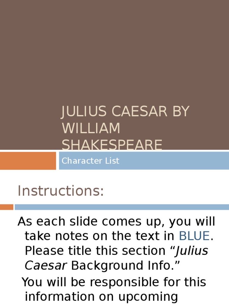 Julius Caesar Introduction, Character Predictions | PDF | Marcus Junius ...
