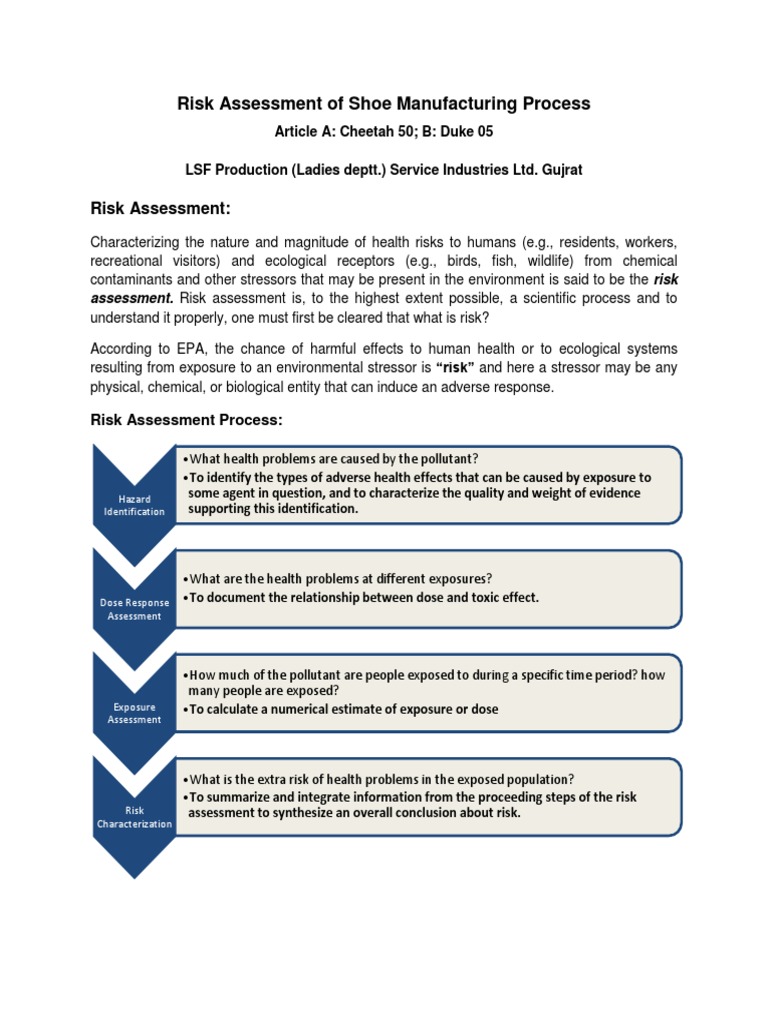 Risk Assessment of Shoe Manufacturing Process (Service Ind. Ltd.)123 ...
