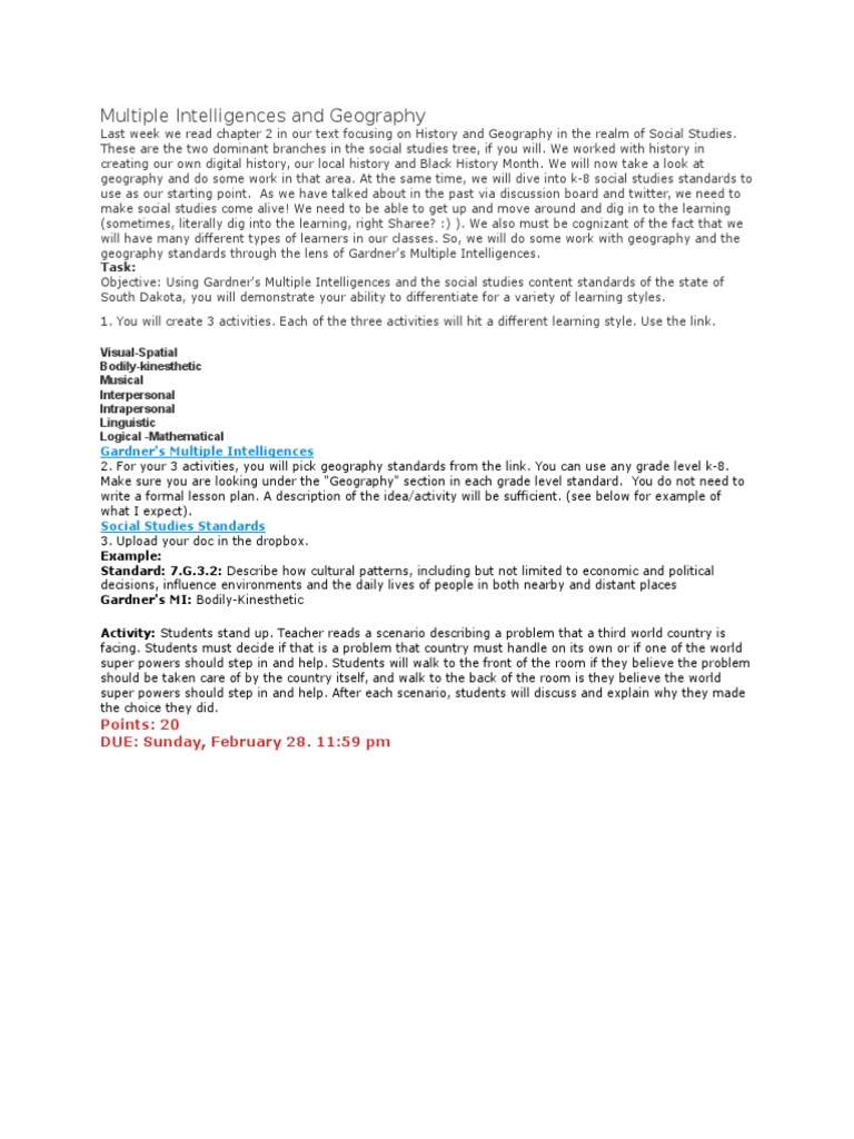 Multiple Intelligences and Geography | PDF | Intelligence | Epistemology