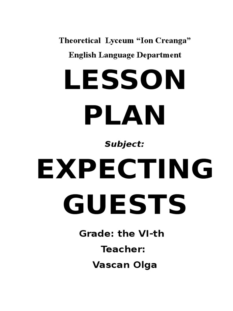 Lesson Plan Expecting Guests 8 | PDF | Cognitive Science | Semiotics