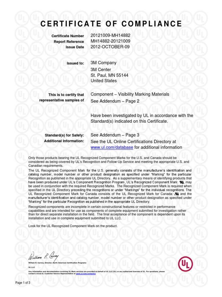 2012 NFPA 1951 1971 1977 Garment Cert UL File MH14882 | PDF ...