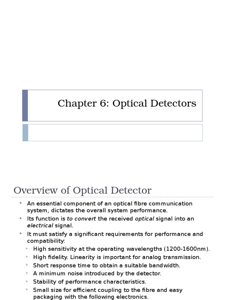 Chapter 6 - Optical Detectors | PDF | P–N Junction | Electrical Components