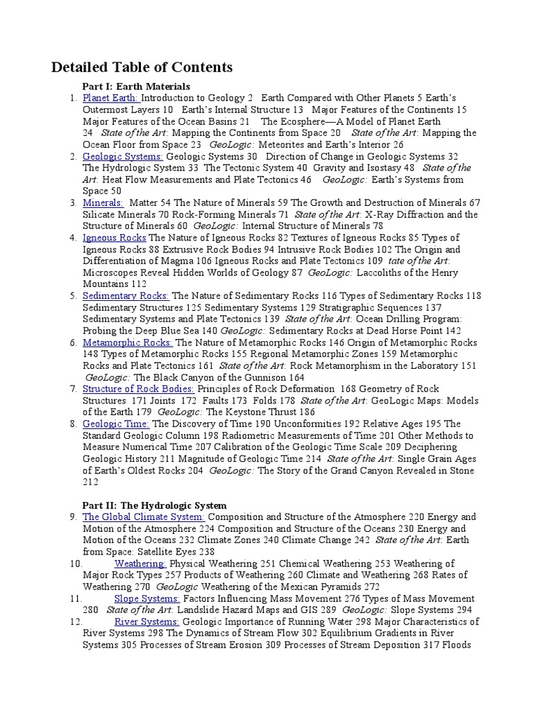 Table of Contens | PDF | Geology | Plate Tectonics