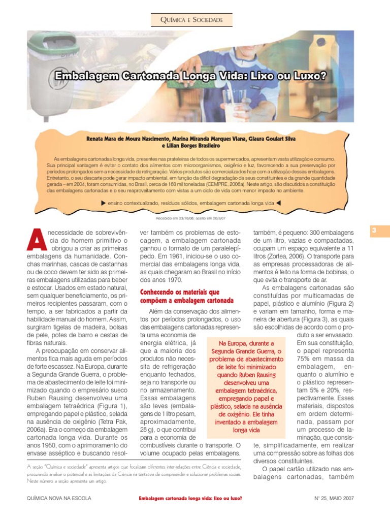 Embalagens Longa Vida: Impactos e Reciclagem | PDF | Reciclagem ...