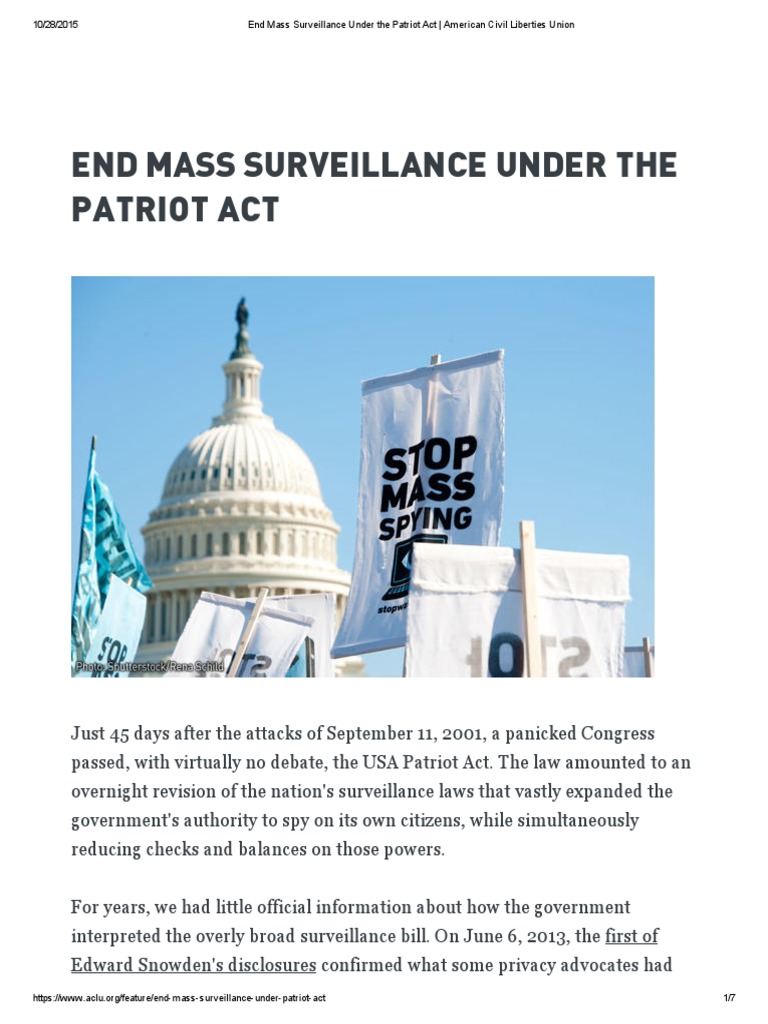 End Mass Surveillance Now: Patriot Act | PDF | Patriot Act | Section ...