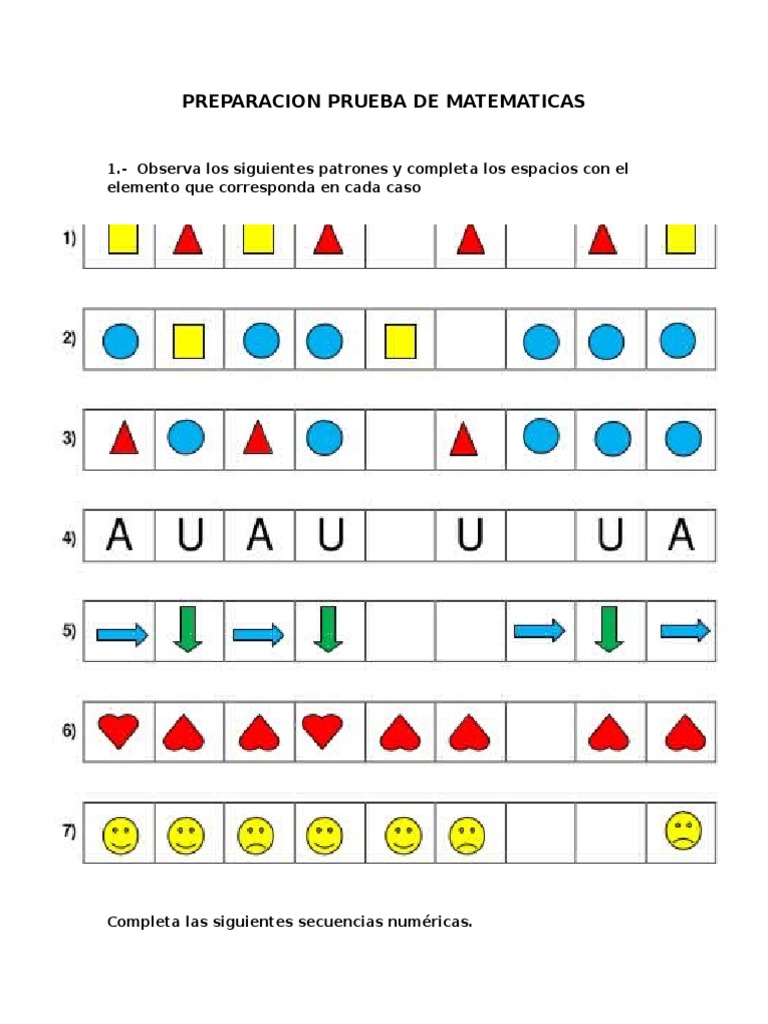 Prueba Patrones y Secuencias | PDF