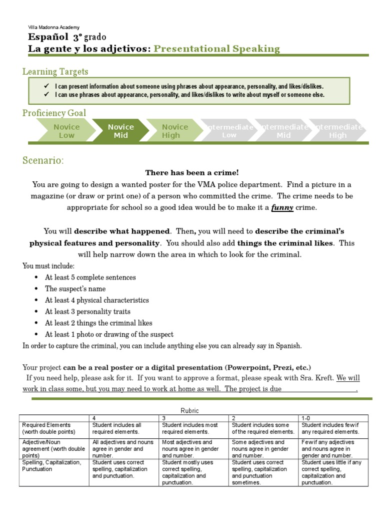 Wanted Poster Adjectives and Gustar | PDF | Grammatical Gender | Adjective