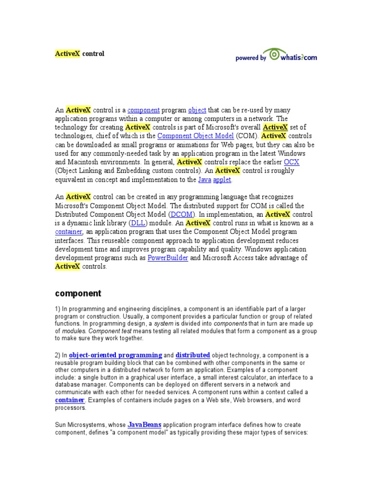 What Is Activex Pdf Component Object Model Object Computer Science