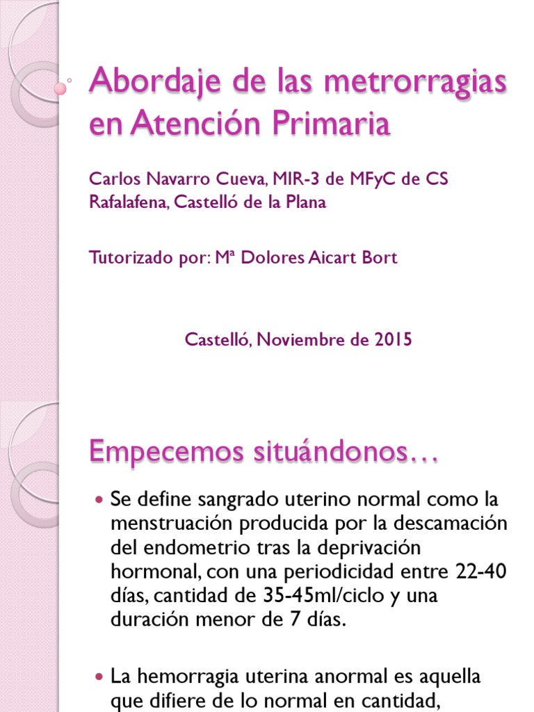 Abordaje de Las Metrorragias en Atencic3b3n Primaria Pdf1 | PDF ...