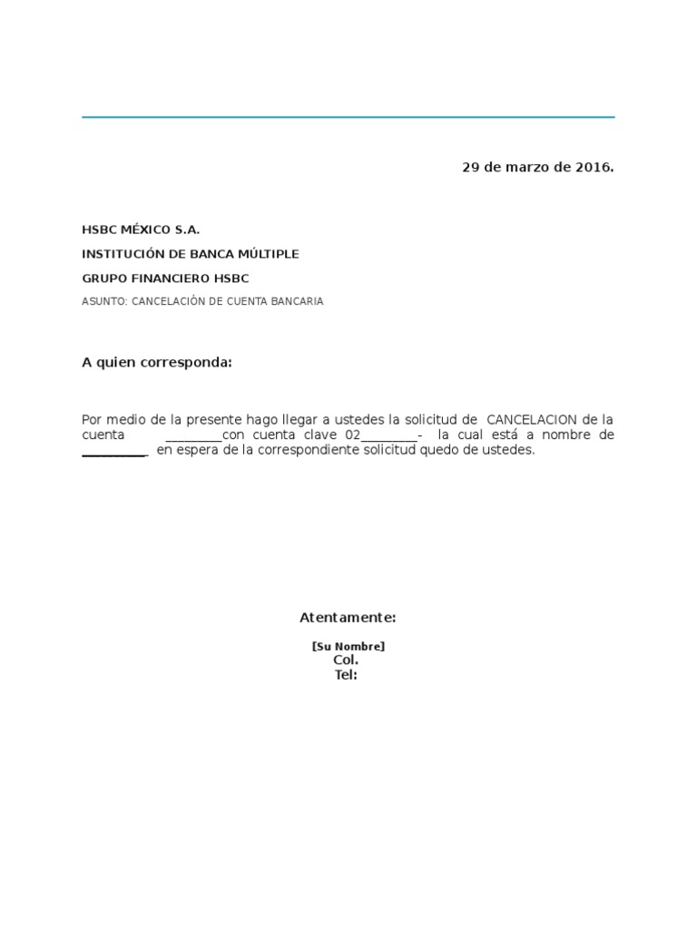 Carta de Cancelación HSBC | PDF