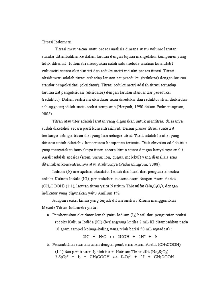 Titrasi Iodometri | PDF