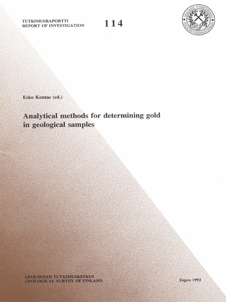 Analytical Methods For Determining Gold | PDF | Metallurgical Assay | Gold