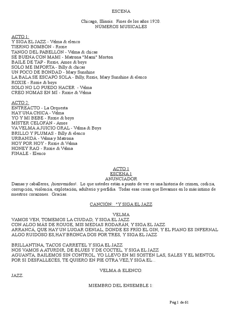 Libreto - Chicago Argentina | PDF | Amor