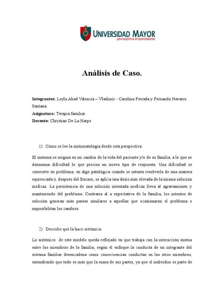 Análisis de Caso.docx | Comportamiento | Conceptos psicologicos