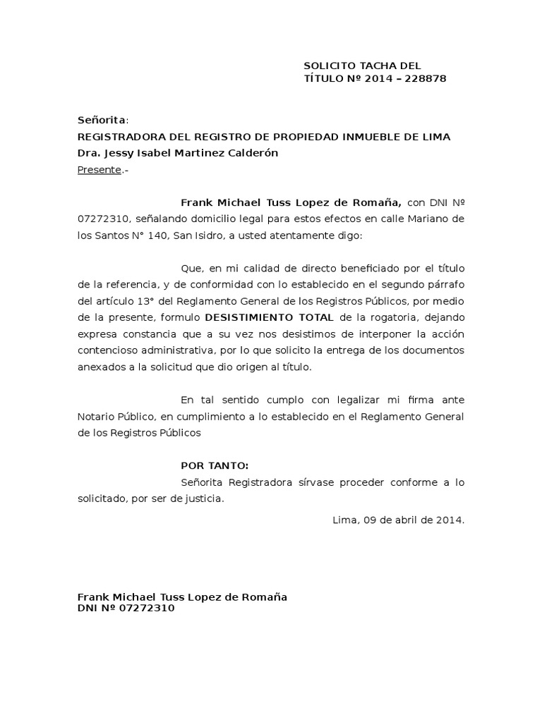 Solicitud de Tacha 2 | PDF