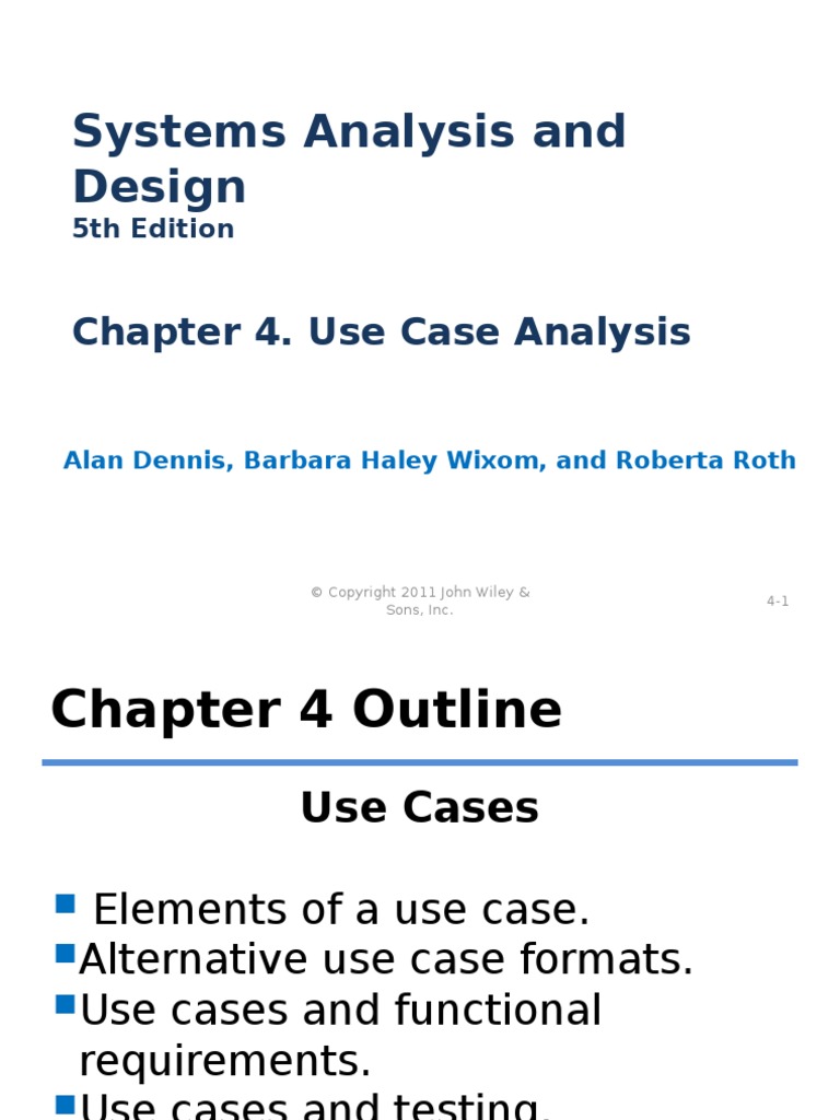 Systems Analysis and Design: Chapter 4. Use Case Analysis | PDF | Use ...