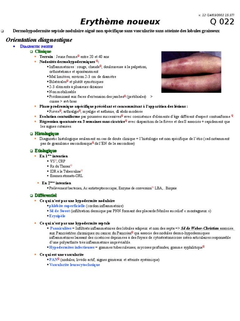 Érythème noueux : diagnostic et étiologie | PDF | Immunologie | Médecine