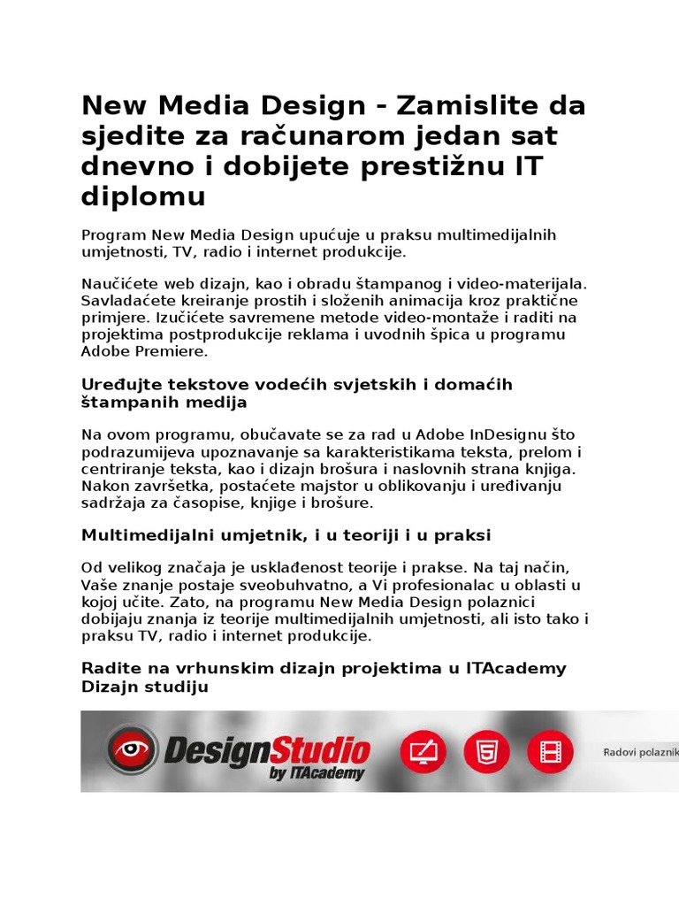New Media Design - Zamislite Da Sjedite Za Računarom Jedan Sat Dnevno I ...