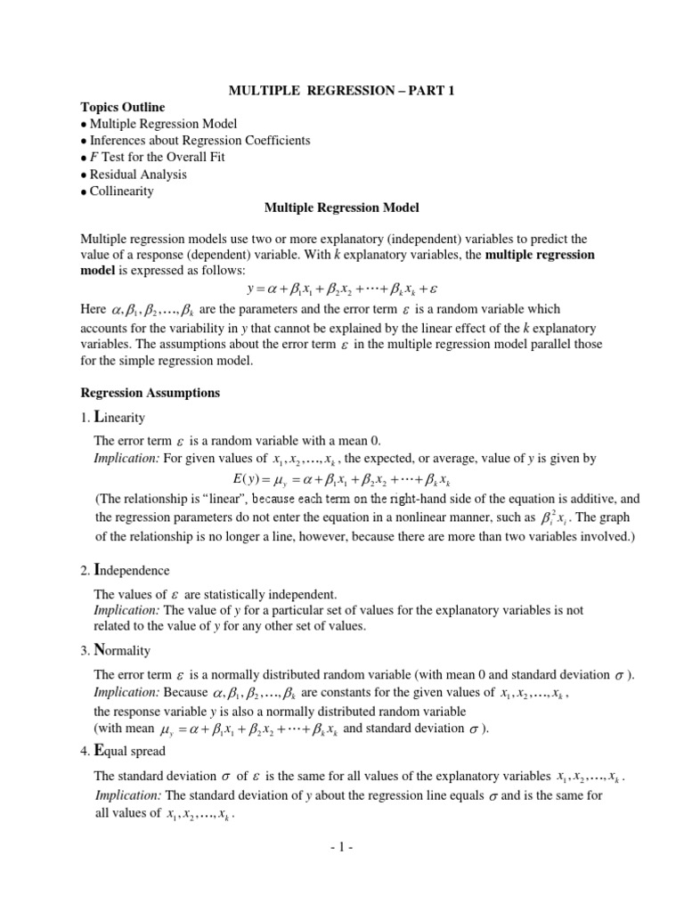 11 Multiple Regression Part1 | PDF | Regression Analysis | Errors And ...