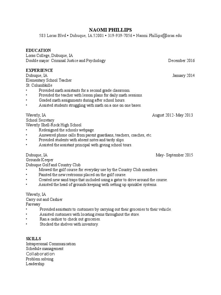 Naomi Phillips: Education & Experience | PDF