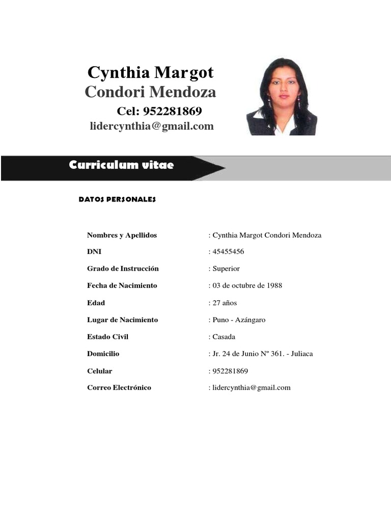 Curriculum Vitae Cynthia PDF | Descargar gratis PDF | Informática | Science
