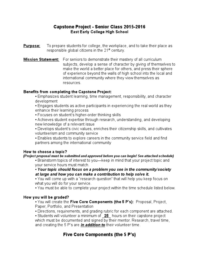 Capstone Project Guide for Seniors | PDF | Mentorship | Volunteering