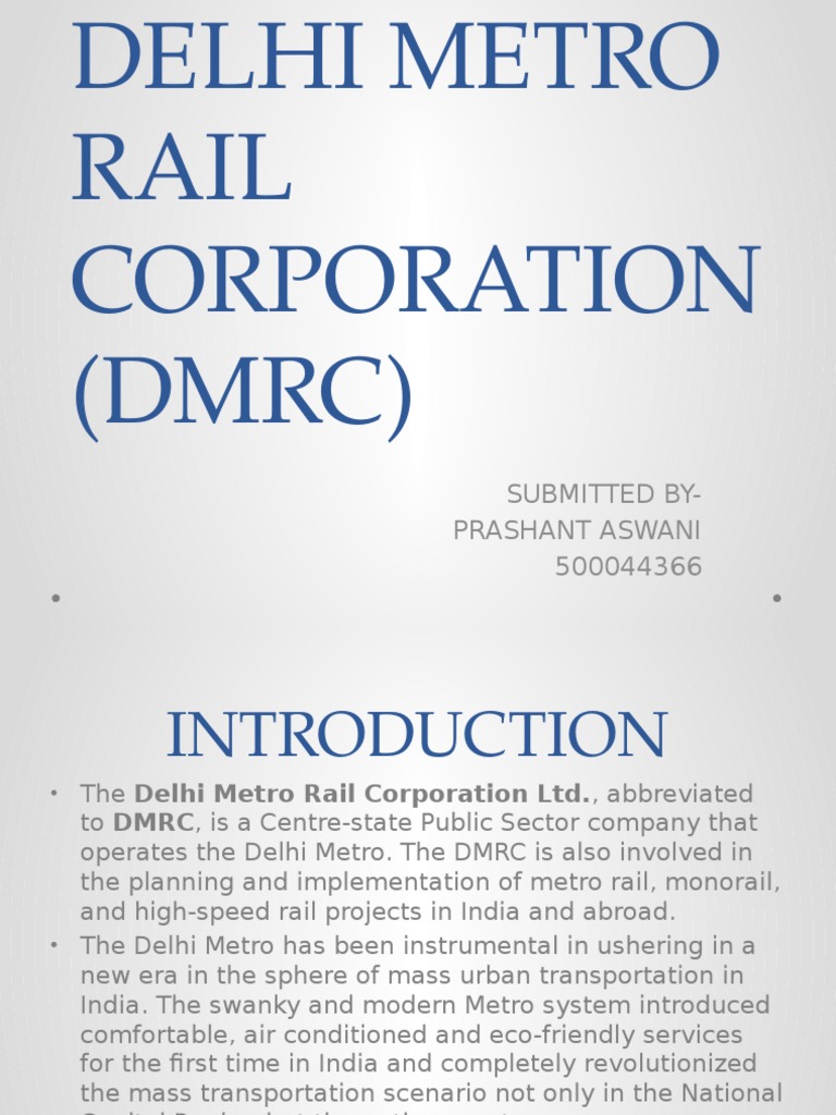 Delhi Metro Rail Corporation (DMRC) | PDF | New Delhi | Rail Infrastructure