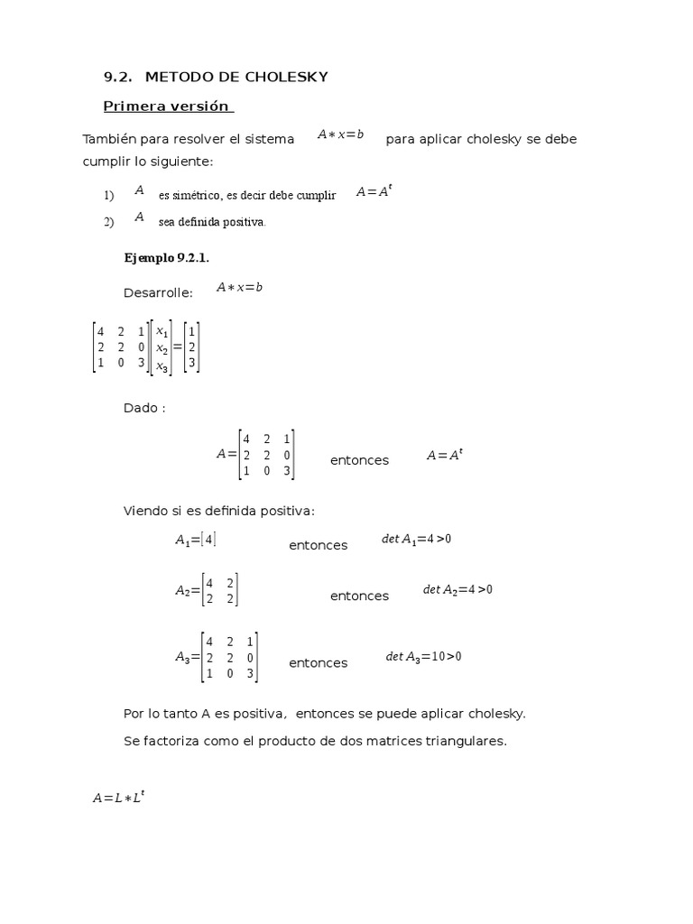Metodo de Cholesky | PDF | Matemáticas Aplicadas | Cálculo