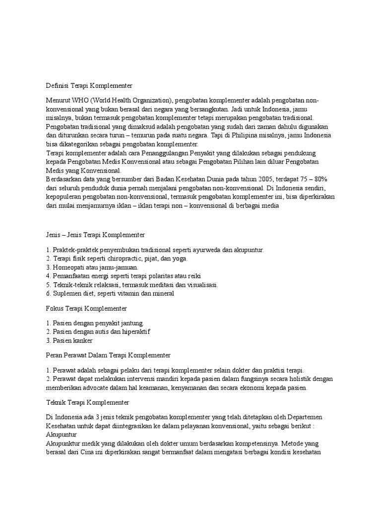 Definisi Terapi Komplementer | PDF