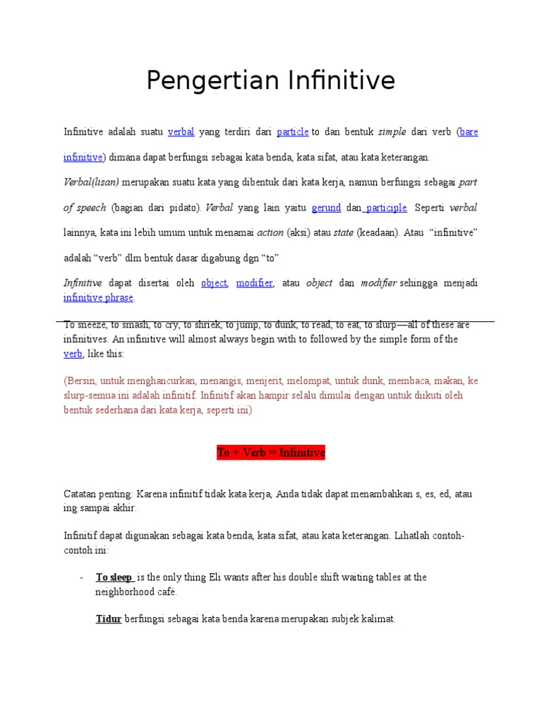Pengertian Infinitive | PDF