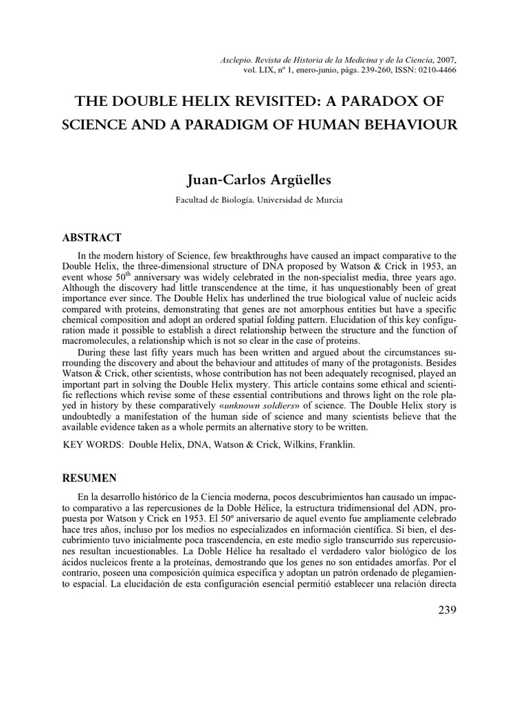 Double Helix: Science and Human Behavior | PDF | Francis Crick | James ...