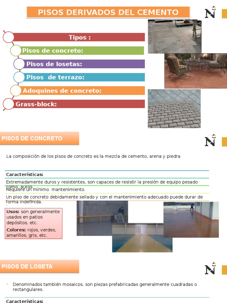 Pisos Derivados Del Cemento | PDF | Hormigón | Ingeniería de Edificación