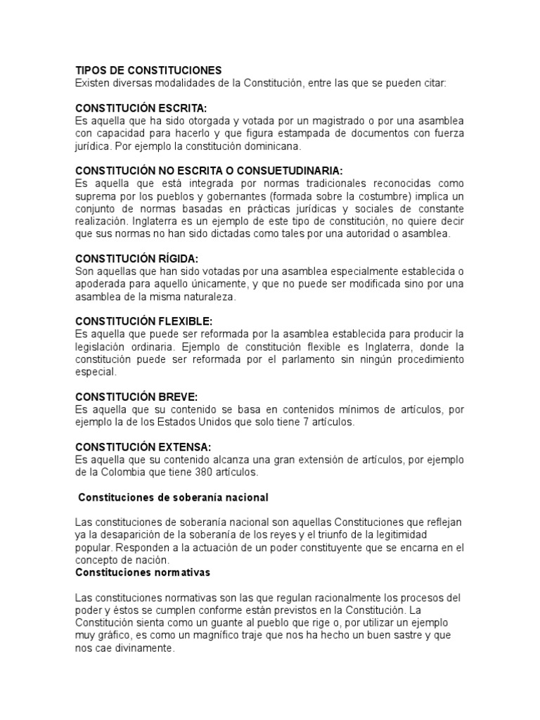 Tipos De Constituciones Pdf Constitución Ley Estatutaria