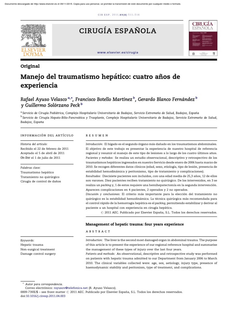 Revision Trauma Hepatico Clasificacion | PDF | Especialidades Medicas ...