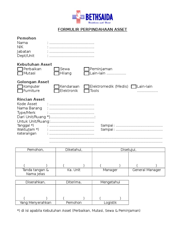 Formulir Perpindahan Asset | PDF