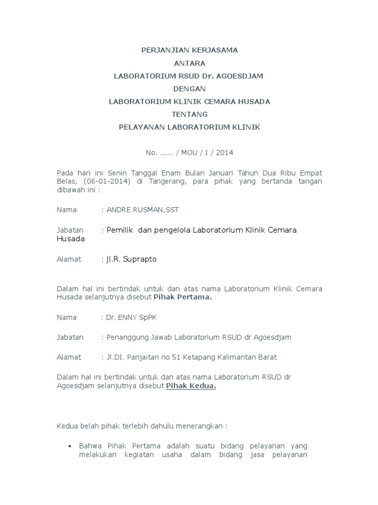 Contoh Mou Lab | PDF