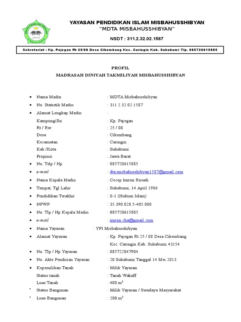 Profil Madrasah Diniyah | PDF