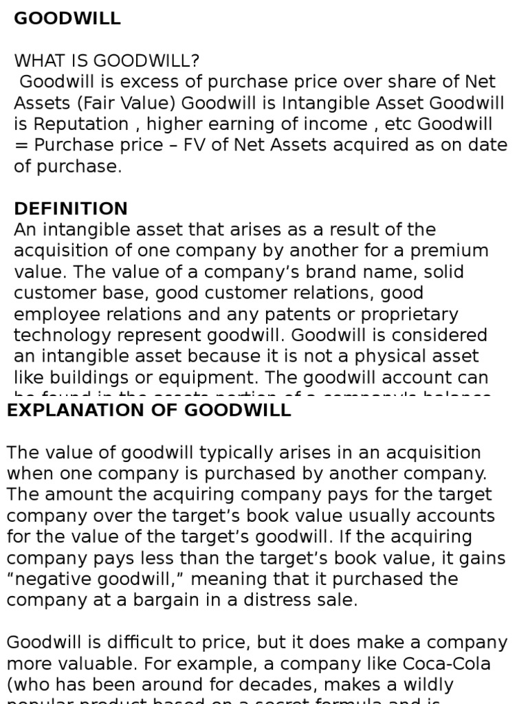 Goodwill | Download Free PDF | Goodwill (Accounting) | Corporations
