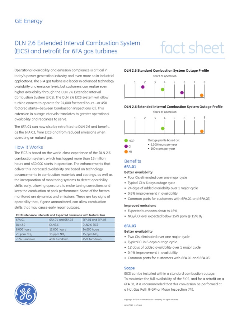 6FA DLN 2.6 Extended Interval Combustion System - GEA17898 PDF | PDF ...