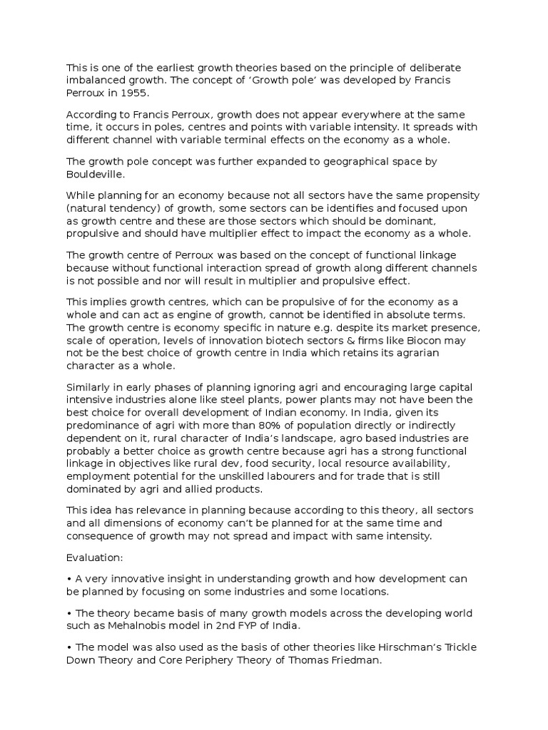 Growth Pole and Growth Centre | PDF | Economic Growth | Economics