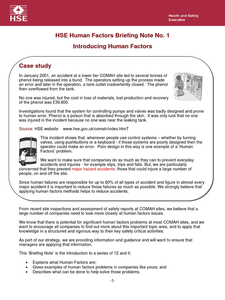 HSE Human Factors Briefing Note No. 1 Introducing Human Factors | PDF ...