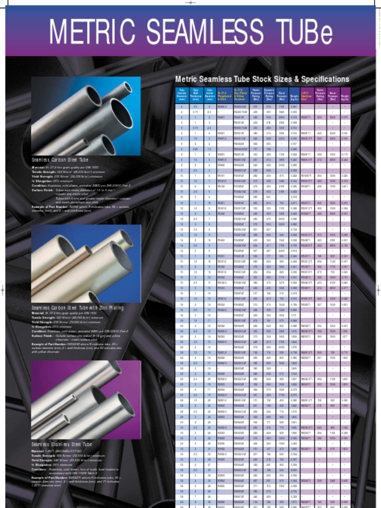 Metric Seamless Tube Stock Sizes & Specifications | PDF | Strength Of ...
